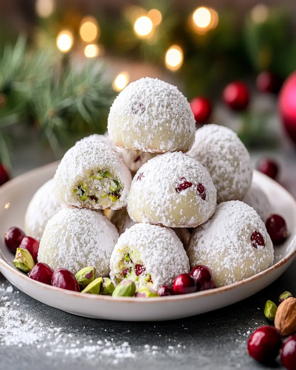 Pistachios & Cranberries Snowball Cookies